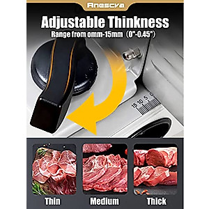 Meat Slicer, Anescra 200W Electric Deli Food Slicer with Two Removable 7.5’’ Stainless Steel Blades and Food Carriage, 0-15mm Adjustable Thickness Meat Slicer for Home, Food Slicer Machine- Black