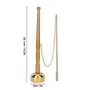 Hand Bell, Meditation Prayer Bells Buddhism Wooden Handle Brass Hand Bell Singing Scripture Implement Buddhist Supplies