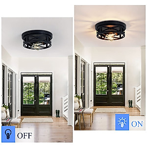 SKEJAO Flush Mount Ceiling Light Fixture,Black 2-Light Hallway Light Fixtures Ceiling,Light Fixtures Ceiling Mount for Farmhouse,Kitchen,Hall (2 Pack)