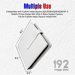 192 Pockets Photo Album for Fujifilm Instax Square SQ1 SQ6 SQ10 SQ20 Instant Camera, Fujifilm Instax SP-3 Mobile Printer, Extra Large Picture Albums for Fujifilm Instax Square Instant Film (White)