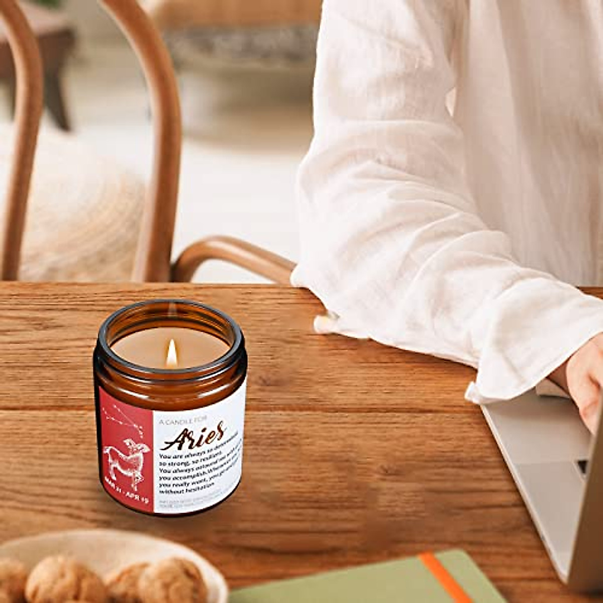 Aries Gifts for Women - Aries Scented Candles 丨 Zodiac Soy Candle 丨 Astrology Candles for Best Friends, Women, Sisters 丨 Astrology Gifts for Women 丨 Candles for Home Scented - 7oz