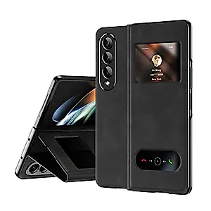 EAXER for Samsung Galaxy Z Fold 3 5G Case, Luxury Magnetic Case Leather Skin Stand Full Coverage Protection Case Cover (Black)