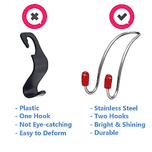 Bling Car Seat Hooks, Rhinestone Universal Organizer Hooks Car Headrest Hangers Hooks, Bag Organizers Rack and Hanger, Strong and Durable Auto Backseat Storage Hooks (B-Red)