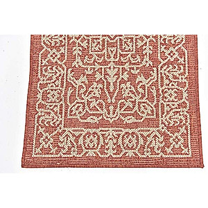 Unique Loom Outdoor Botanical Collection Area Rug - Allover (2' 2" x 6' 1" Runner, Terracotta/ Beige)