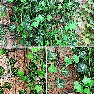 GPARK 84ft 12 Pack / 82 inch, Artificial Ivy Garland Fake Leaf Plants Vine, Hanging Leaves Garlands for Wedding Party Garden Kitchen Outdoor Greenery Wall Decor Green