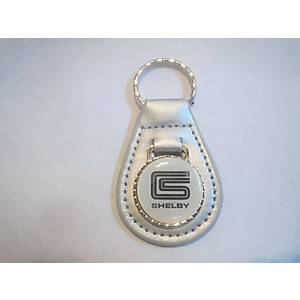 SHELBY COBRA EARLY CS LOGO LEATHER KEYCHAIN - SILVER
