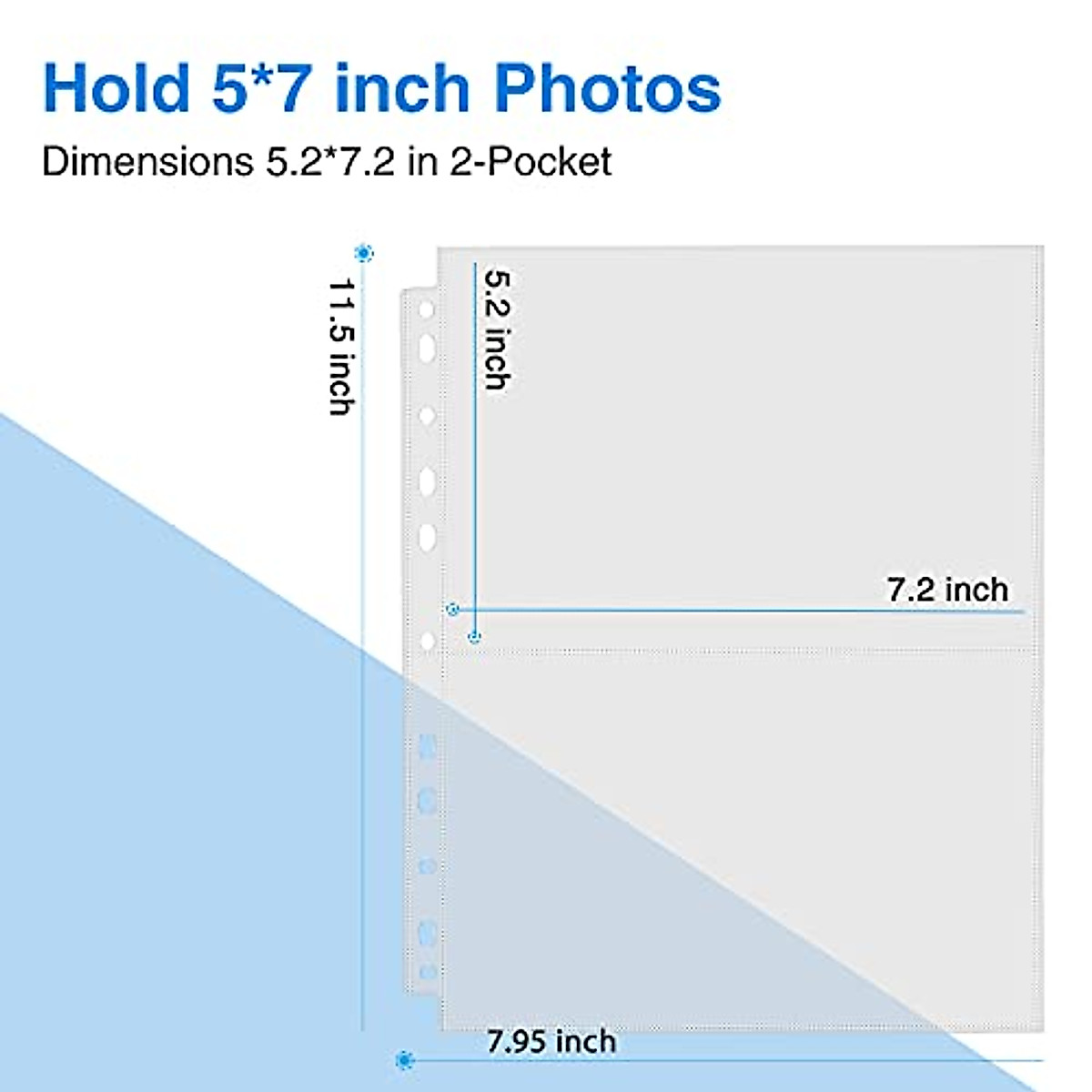 Sooez 30 Pack Heavy Duty Photos or Postcards Page Protectors, Plastic Clear Photo Holder Sleeves for 3 Ring Binder, Two 5'' x 7'' Pockets Per Page, Top Loading Perfect for Checking & Organizing