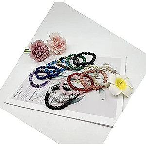 WAINIS 12PCS 8mm Semi-precious Beaded Bracelets for Men Women Healing Stretch Round Bead Crystal Gemstones Bracelets Unisex