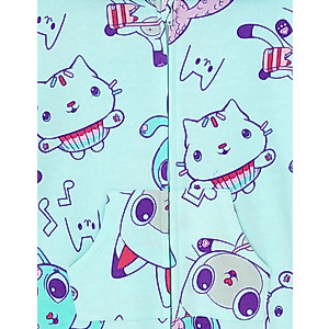 DREAMWORKS GABBY'S DOLLHOUSE Pandy Paws Cakey Cat MerCat Toddler Girls Fleece Zip Up Coverall Blue 3T