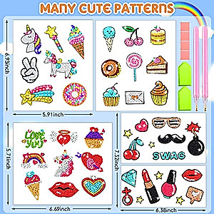 50 Pieces Gem Diamond Painting Kit for Kids Diamond Painting Stickers Diamond Art Child Stickers with DIY Painting Tools Arts and Crafts for Girls and Boys