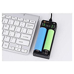 WISSBLUE i2 Universal Battery Charger, 2 Bay 2A Fast Charger for 26650 21700 18650 18490 18350 17670 17500 16340 14500 Li-Ion Rechargeable Batteries, RCR123A, Ni-MH Ni-Cd A AA AAA