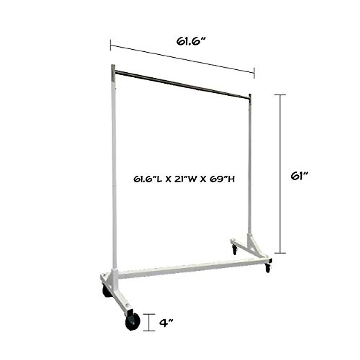 Heavy Duty 400lb Load Garment Clothing Z Rack - Rolling Garment Z Rack for Home, Retail Display, Durable Square Tubing, Commercial Grade Clothing Rack. Display Racks, Coat Rack Fixtures