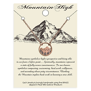 Lauren-Spencer Mountain Necklace for Women Mountain Range Necklace Forest Tree Mountain Pendant Necklace Nature Jewelry Gift for Skiers Hikers Climbers Nature Lovers (Rose Gold Forest Mountain)