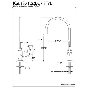 Kingston Brass KS5192TAL Tudor Water Filtration Faucet, Polished Brass, 11.13 x 6.94 x 5.81