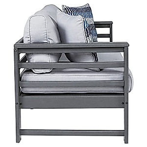 Signature Design by Ashley Outdoor Amora HDPE Patio Sofa with Cushion, Charcoal Gray