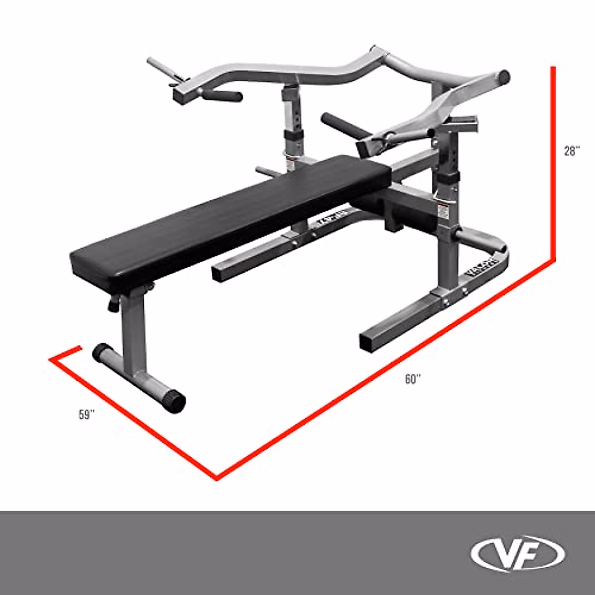 Valor Fitness BF-47 - Weight Bench Press Machine - 9 Adjustable Positions Flat Incline with Converging Arms - Plate Loaded - Chest Arm Ab Workout, Home Gym Equipment 250 LB Combined Max