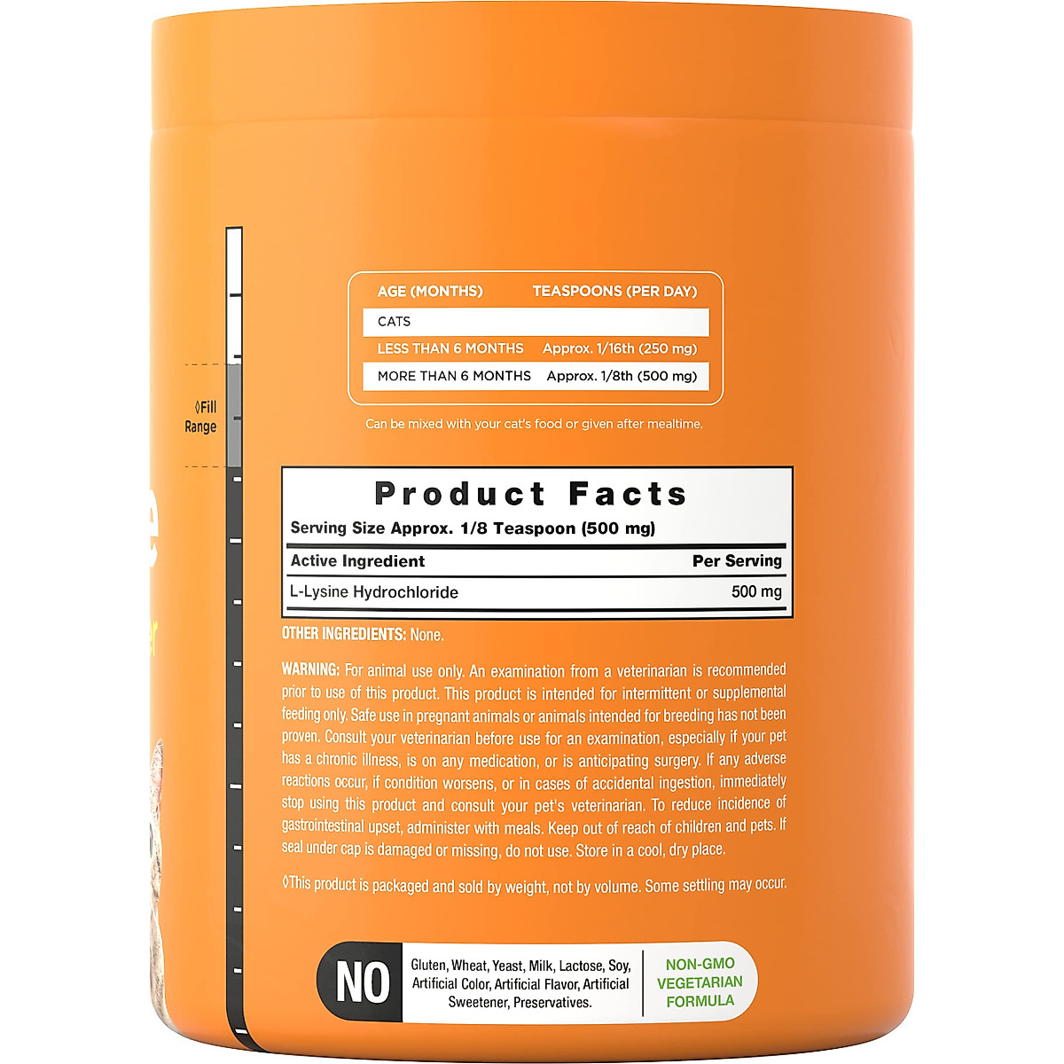 Horbäach L-Lysine Powder for Cats 500mg | 12oz | Cat Health Supplement | Non-GMO, Vegetarian Formula | by River & RULA