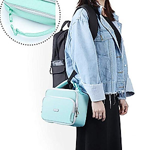 Amersun Kids Lunch Box,Durable Insulated School Lunch Bag with Padded Liner Keep Food Warm Cold for Long Time,Water-resistant Thermal Travel Office Lunch Cooler for Girls Boy-2 Pocket,Light Blue