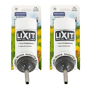 Lixit Wide Mouth BPA-Free Cage Water Bottles for Rabbits, Ferrets, Guinea Pigs, Rats, Chinchillas, Hamsters, Mice, Hedgehogs, Gerbils and Other Small Animals. (Translucent, 8 Ounce Pack of 2)