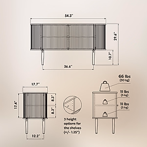 WERMO 55'' Sideboard Storage Cabinet with Doors and Shelves - Wood Credenza for Living Room, Bedroom, Entryway and Home Office Cabinet. Kitchen Buffet, Modern Media Console Table with Storage (Oak)