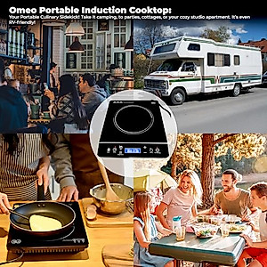 OMEO Portable Induction Cooktop Hot Plate Countertop Burner 1800 Watts Induction Burner with LCD Sensor Touch, LED Display, 10 Temperature Levels, Child Safety Lock, Auto Shutoff Function