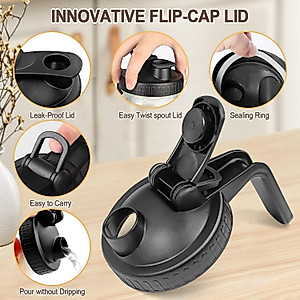 Ucraft Kitchen Glass Pitcher with Lid - 2 Quart (64oz) - wide mouth Mason Jar Water Jug, Airtight & Leak-proof jar, Heavy duty glass container for Cold Brew Iced Coffee, milk, Tea, and Ice Juices