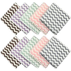 HFGBLG Microfiber Cleaning Cloth Lint Free Cleaning Rags, 10 Pack Fast Drying Dish Rags for Cleaning, Super Absorbent Kitchen Dish Cloths for Wash Dishes,12 in x 12 in, Mix Color