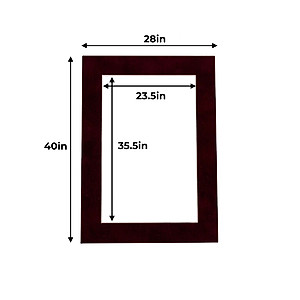 28x40 Mat for 24x36 Photo - Precut Dark Red Suede Picture Matboard for Frames Measuring 28 x 40 Inches - Bevel Cut Matte to Display Art Measuring 24 x 36 Inches - Acid Free ONE MAT