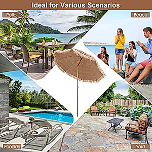 TANGKULA 7.2 FT Thatched Patio Umbrella, Hawaiian Style Grass Beach Umbrella with Tilt Adjustment, 8 Ribs, Tropical Palapa Tiki Umbrella for Garden, Yard, Poolside