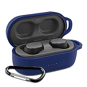 Alquar Soft Silicone Case for Skullcandy Sesh & Sesh Evo, Anti-Lost & Shockproof Easy Carrying Protective Case with Keychain, Skullcandy Sesh Evo Earbuds Case Cover, Front LED Visible(Blue)