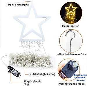 FUNIAO 320 LED Waterfall String Lights for Christmas Trees, Parties, Yard, Garden, and Home Decor (Warm White)