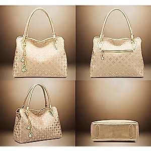 Chikencall Women Fashion PU Leather Satchel Hobo Handbag Handbag+Shoulder Bag+Purse+Card Holder 4Pcs Set Tote Handbag