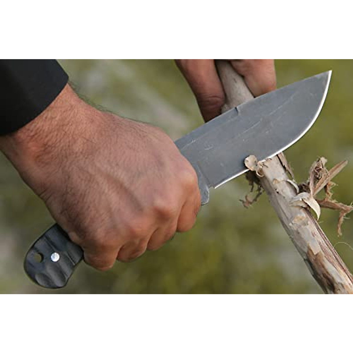 DNT BLADES Hunting knife with Sheath Acid Wash Camping fixed-Blade Knives Carbon Steel Survival Bushcraft knife with Micarta Handle