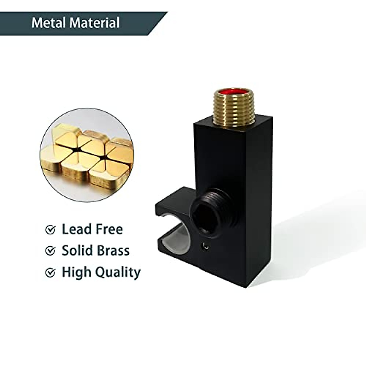 Huifeidezhu Shower Head Holder Adjustable Matte Black Handheld Showerhead Wand Bracket Soild Brass 360 Degree Rotation Sprayer Holder with Check Valve Wall Mount for Bathtub Faucet Set/ Shower System