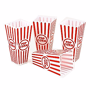 Adorox (Set of 4) Movie Theater Style Popcorn Containers Set (Reusable plastic)