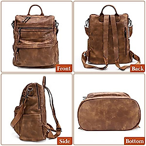 CASEEK Women Backpack Purse Fashion Leather Designer Shoulder Bags Casual Travel Bag Multipurpose Convertible Satchel Handbag