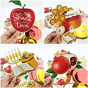 LOONELO 38pcs Happy Sukkot Hanging Swirls, Chag Sameach Party Foil Ceiling Swirls Streams, Happy Sukkah Sukkot Decorations for Jewish Holiday Celebration Festival Decoration and Party