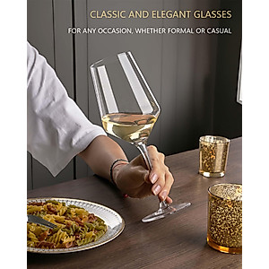 JBHO 17 oz Lead-Free Wine Glasses Set of 4, Hand Blown Durable Crystal Wine Glasses for Daily Use and Hosting Guests, Thin Rim for Serving Red and White Wine, Gift packing for any occasion