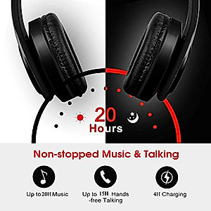 Viwind Wireless Bluetooth Headphones Over Ear with Mic,Foldable Noise Cancelling Headset for Travel Work TV PC Android Cellphone 【Hi-Fi Stereo &Comfortable Earpads】-Black