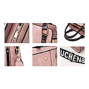 YAQUNICER Women Soft Synthetic PU Leather 4pcs Satchel Crossbody Large Capacity Top-Handle Handbags Shoulder Clutches Purse-Black