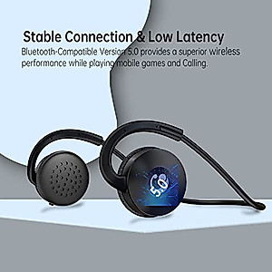 Lahtiwey Wireless Headphones with Boom Microphone,On-Ear Comfortable Protein Earpads HD Stereo Sound Bluetooth Earpones,18 Hrs Battery Clear Calls for Travel,Work and Sports