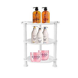 3 Tier Corner Shower Caddy, Rustproof, Plastic Shower Organizer for Bathroom, Bathtub, Shower pan, Bath Accessories Shower Caddies, 13.5 x 10 x 18 Inches, White (White 3 Tier Triangle)