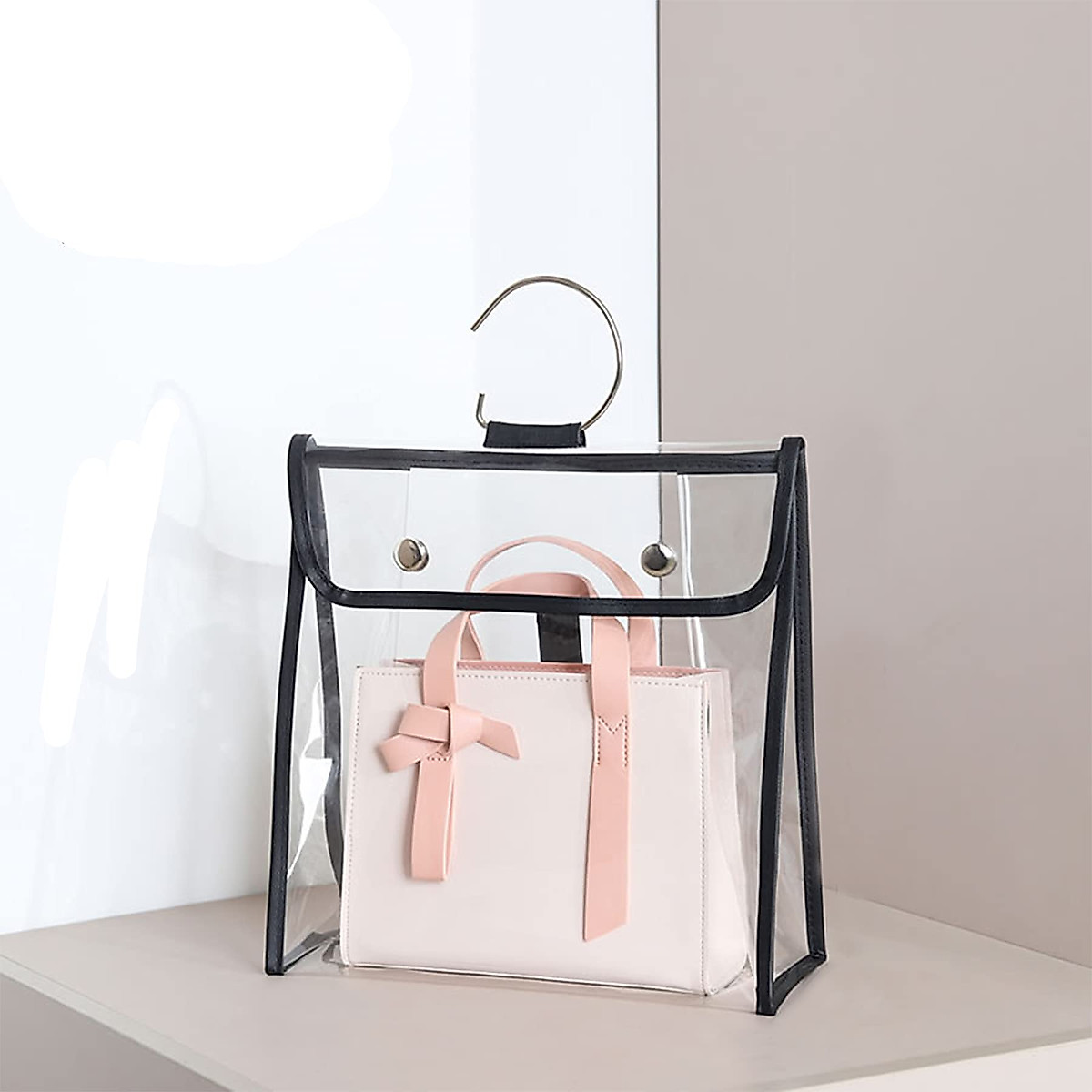 Holgosiu Handbag Dust Bag Clear Handbag Storage Transparent Handbag Organizer Clear Purse Storage Organizer Anti-dust Storage Bag for Closet PVC Handbag Dust Cover Clear Hanging Shelves, 3 Sizes