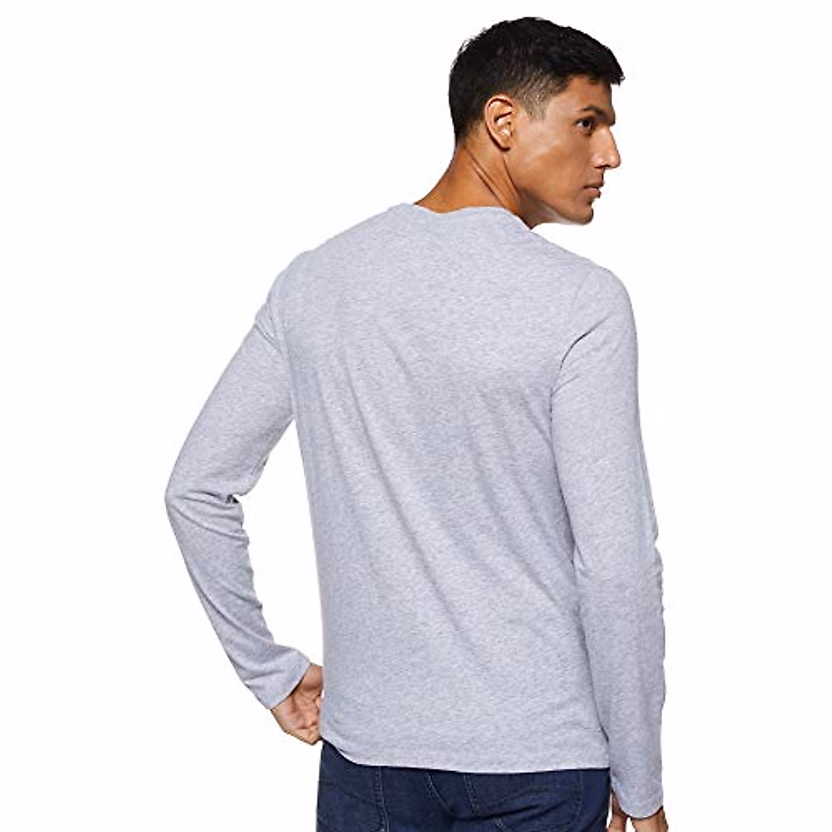 A|X Armani Exchange Men's Basic Long Sleeve Jersey Crew Neck Tee, Heather Grey, Large