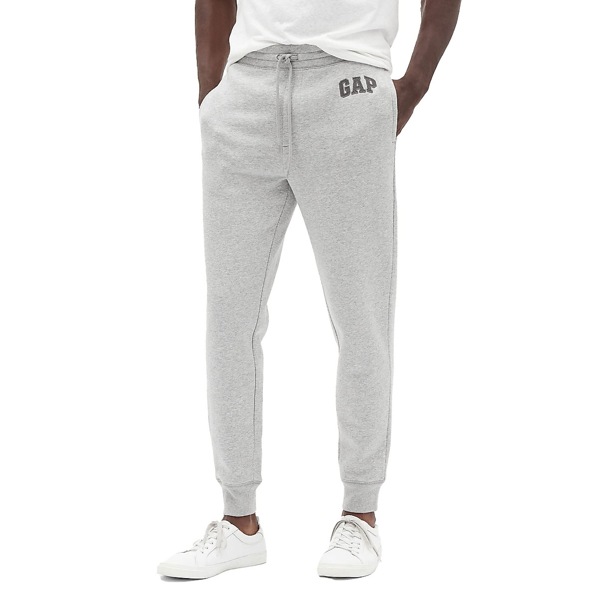 GAP Mens Logo Fleece Joggers Sweatpants, Light Heather Grey, X-Large US