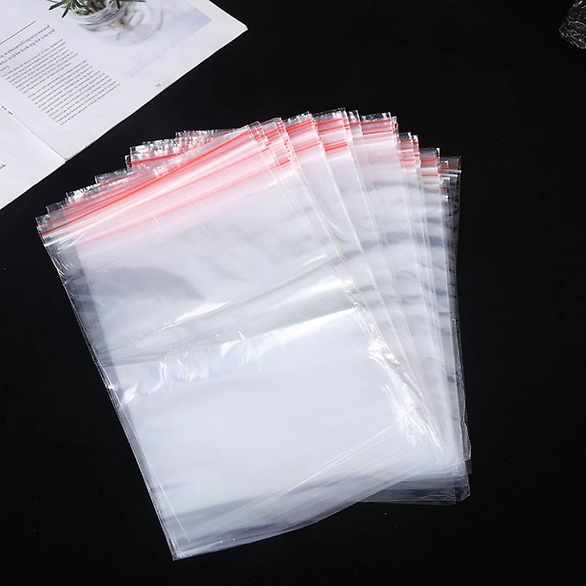 QANYEGN 3 Sizes Zip Lock Clear Plastic Bags, 100Pcs Reusable Ziplock bags, Food Grade PE Material for Candy, Nuts (10 × 15CM)