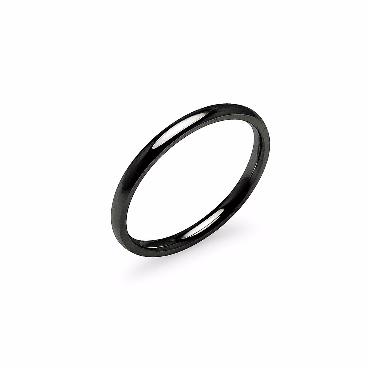 SILVERLINE JEWELRY High Polish 2mm Comfort Fit Wedding Band Ring Stainless Steel Black Tone Size 8