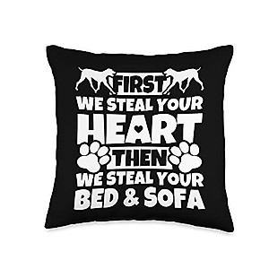 Weimaraner Lover Gifts First we Steal Your Heart-Weimaraner Gifts Throw Pillow, 16x16, Multicolor