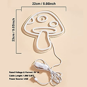 LED Neon Mushroom Cute Neon Sign, USB Powered Neon Signs Night Light, 3D Wall Art & Game room Bedroom Living Room party Decor lamp for Children Kids Girls Boys