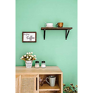 Mkono 1 Pcs Coffee Signs Decor Farmhouse Coffee Table Decor 2 Sides with Different Sayings Rustic Wood Coffee Sign, Office Home Bar Wall Table Decor